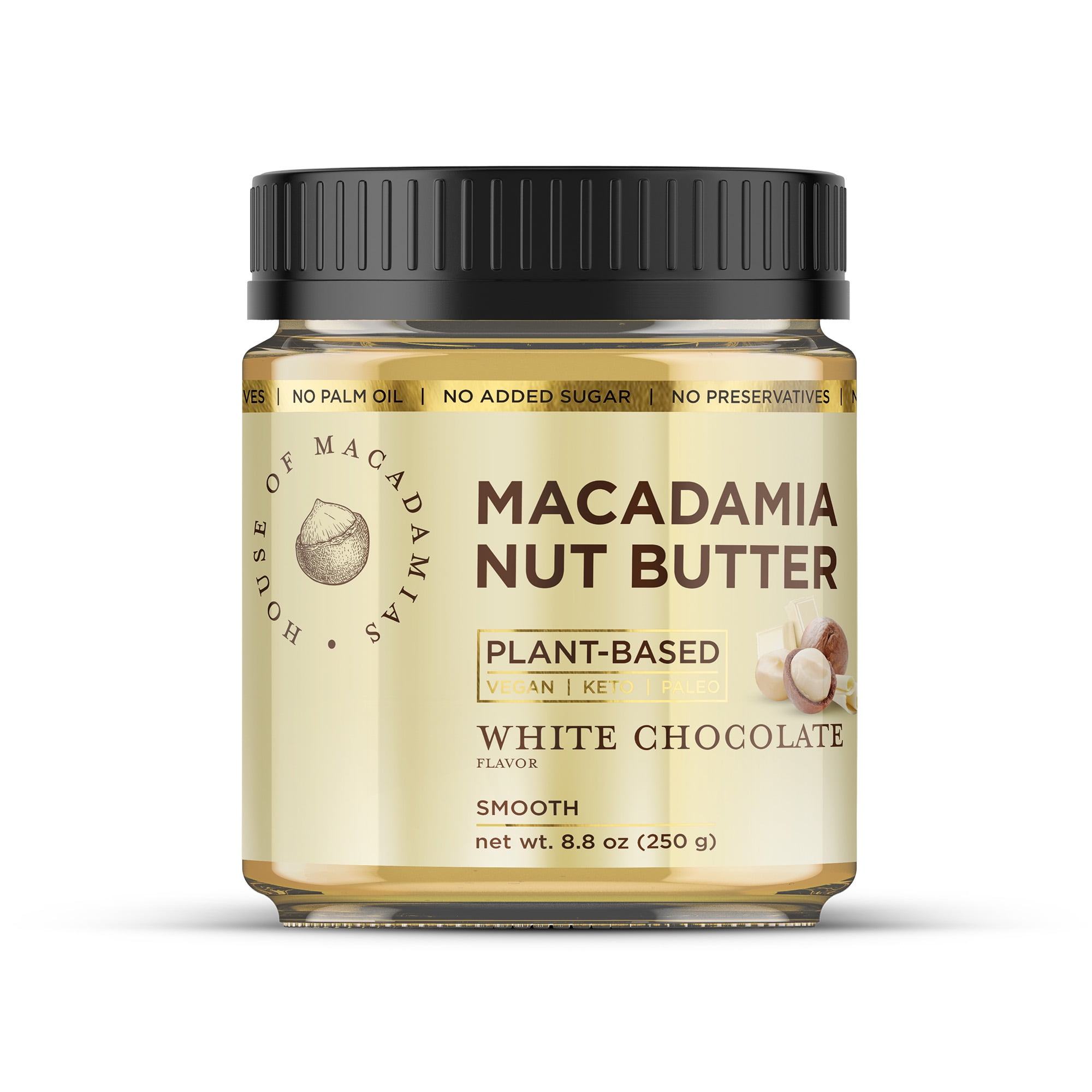 House of Macadamias White Chocolate Nut Butter, 8.8oz, Keto Vegan Paleo ...