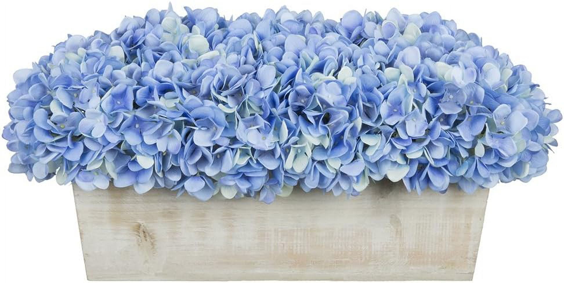 House of Silk Flowers Artificial Hydrangeas in White-Washed Wood Ledge ...