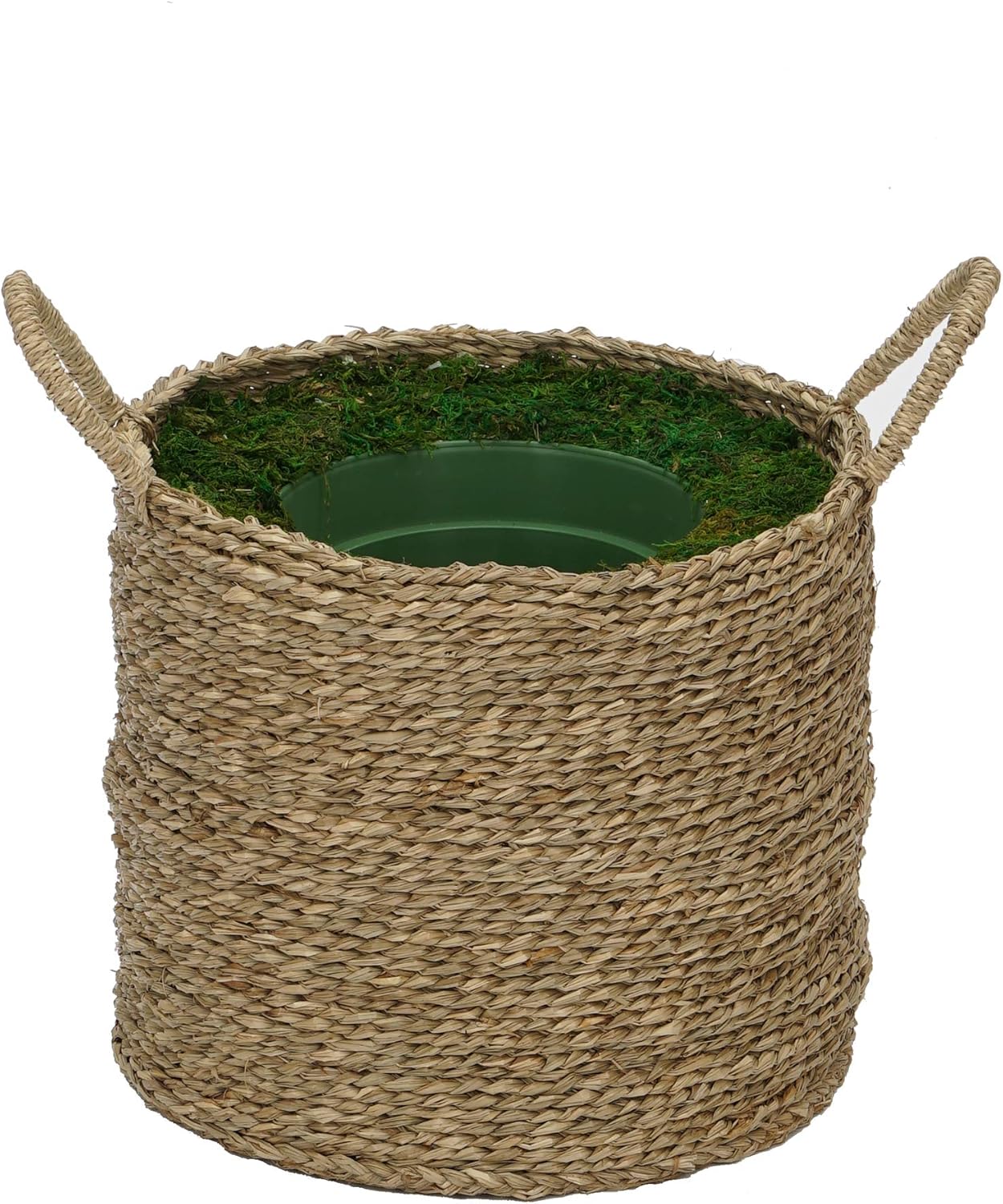 House of Silk Flowers Large Seagrass Basket Planter Pot-in-a-Pot ...