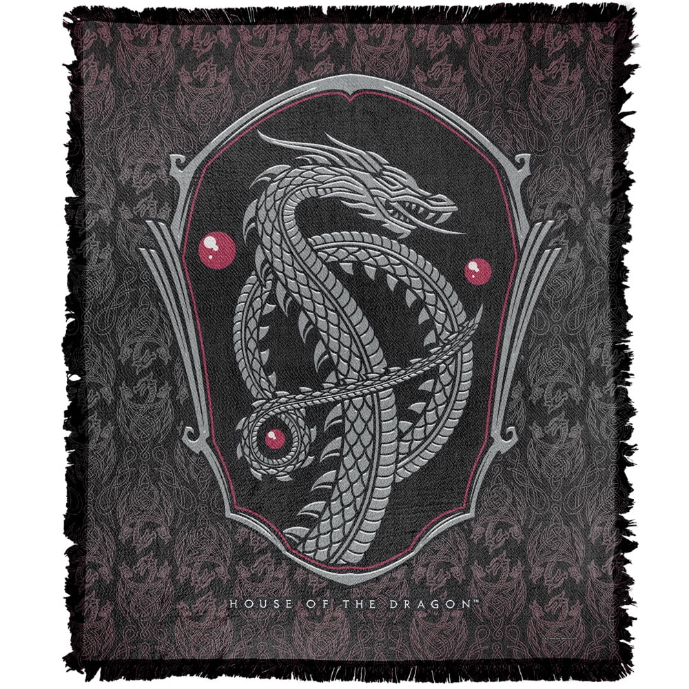 House of The Dragon Blanket, 50"x60" Dragon Frame Woven Tapestry Cotton ...
