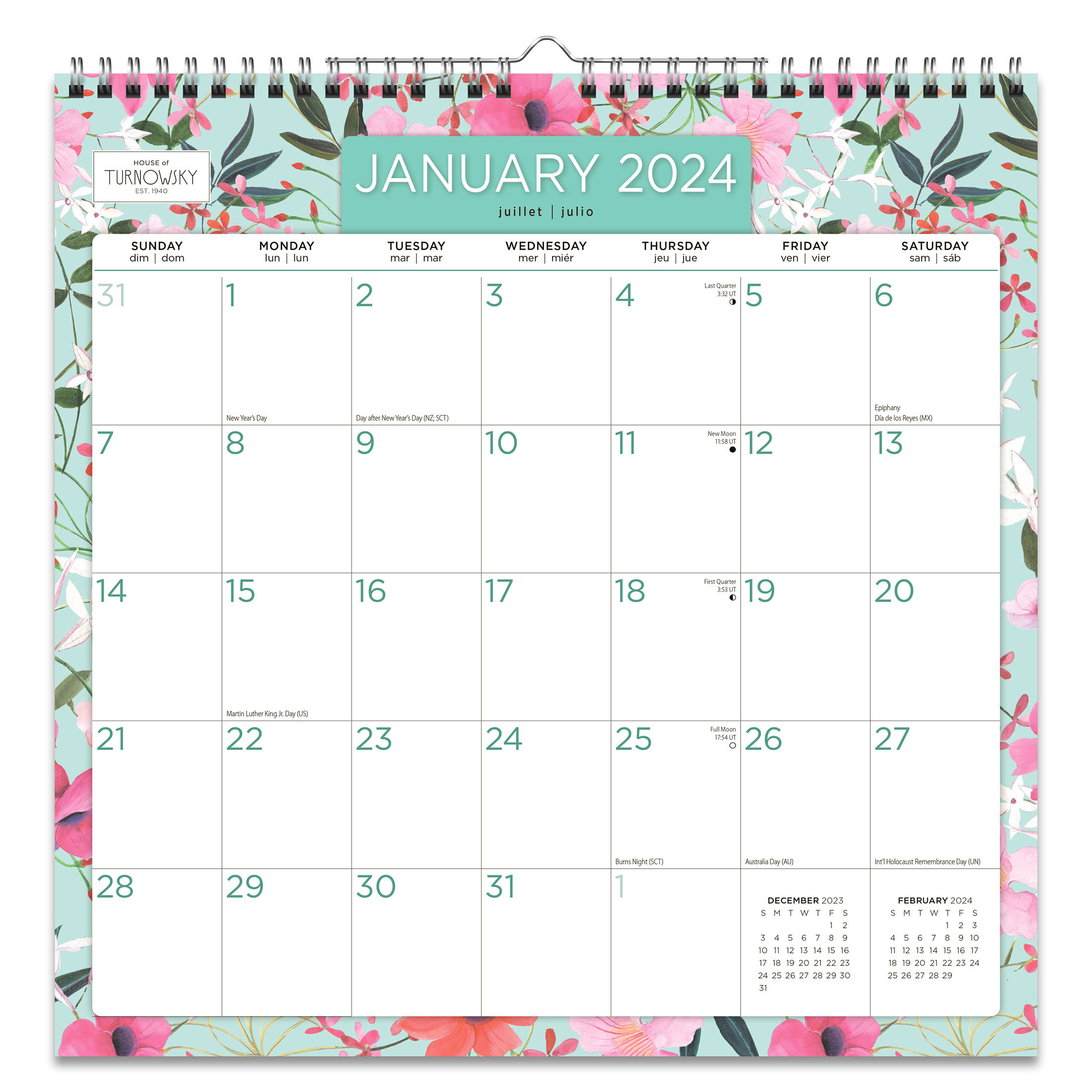 House of Turnowsky | 2024 12x12" WireO Wall Calendar | Stickers ...