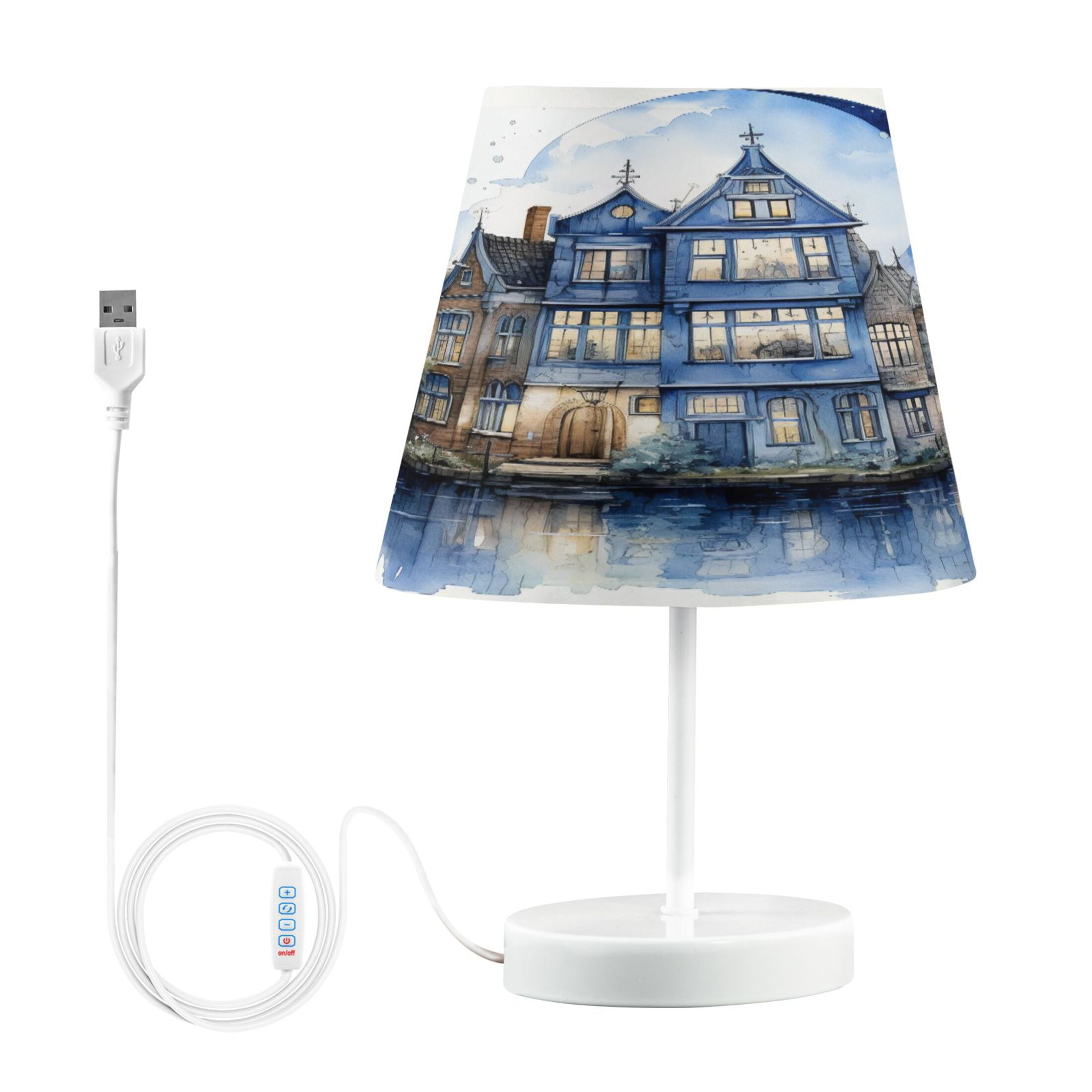 House on Lack and Moon Desk Lamp LED Table Nightstand Lamps with 3 ...