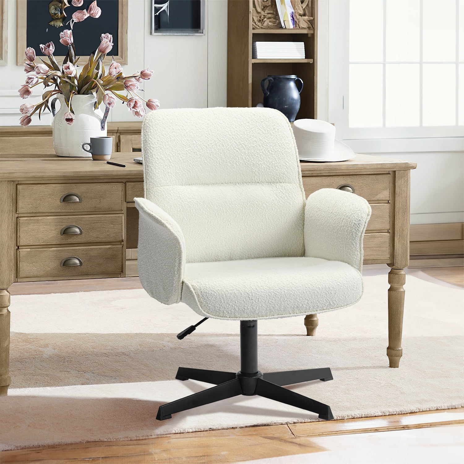 HouseInBox Criss Cross Legged Office Chair, Fabric High Back Swivel ...