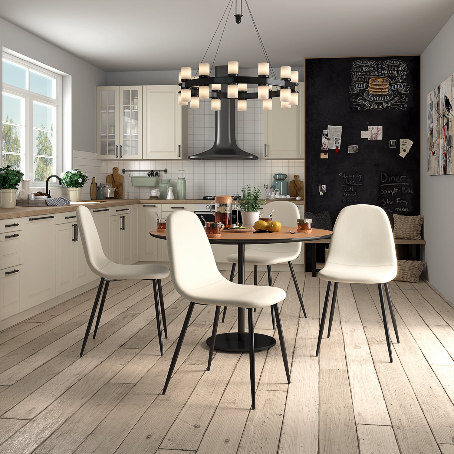 HouseInBox Modern Dining Chairs Set of 4, Fabric Padded Seat Kitchen ...