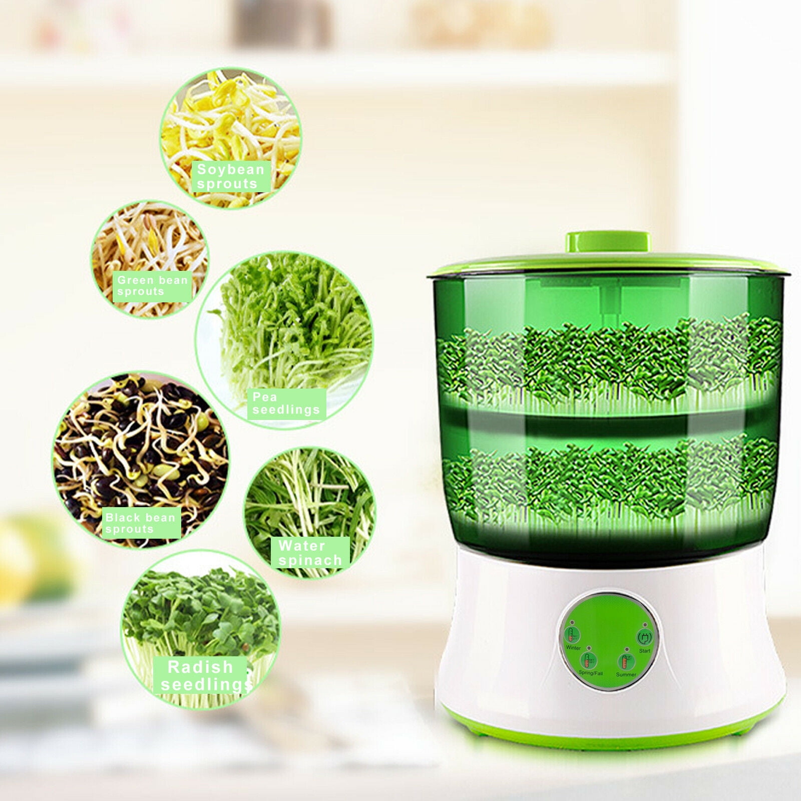 Household Automatic Bean Sprouts Machine 2 Layer Bean Seed Sprouter ...