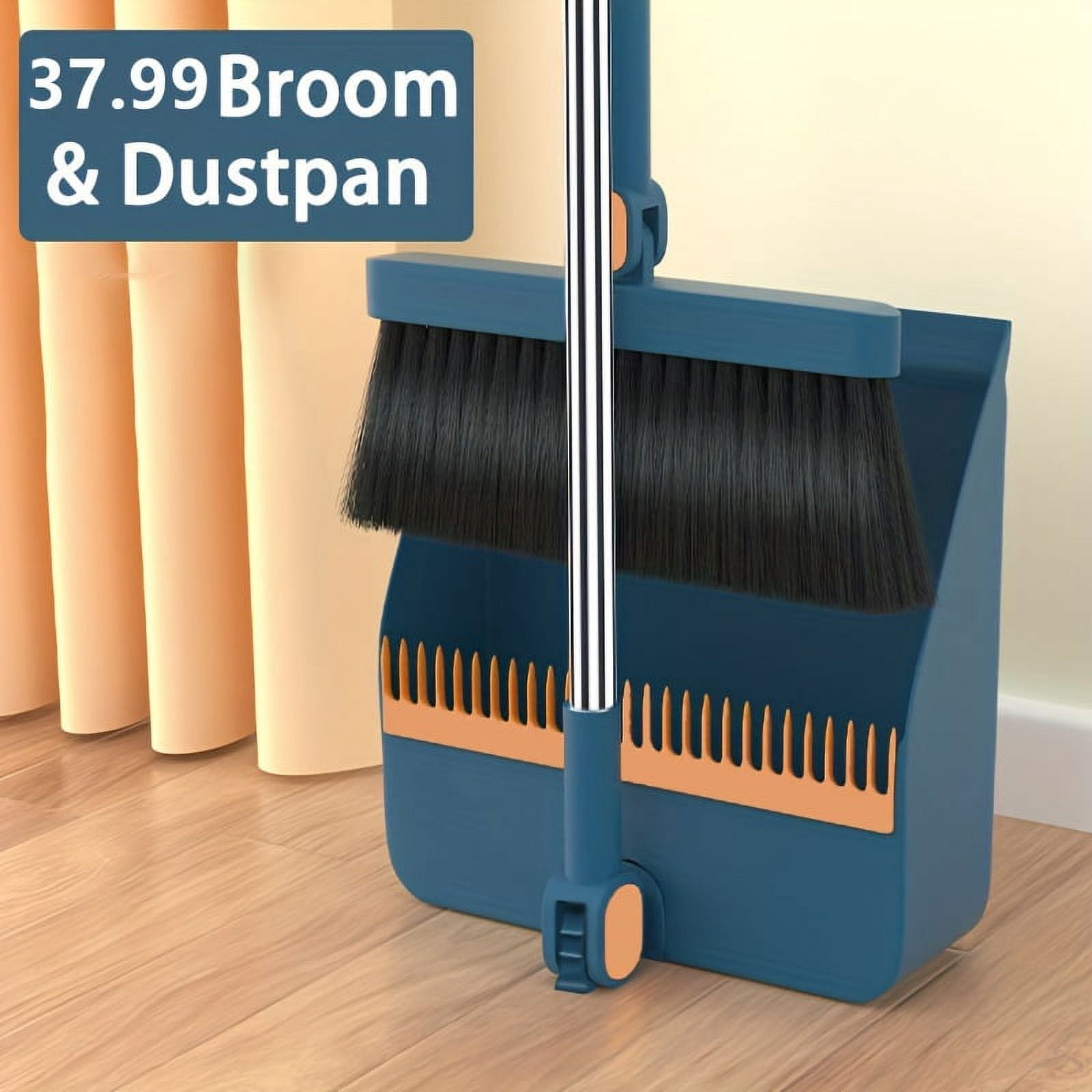 Household Broom And Dustpan Set, Long Handle Floor Cleaning Broom Dustpan Set, Rotatable Broom ...