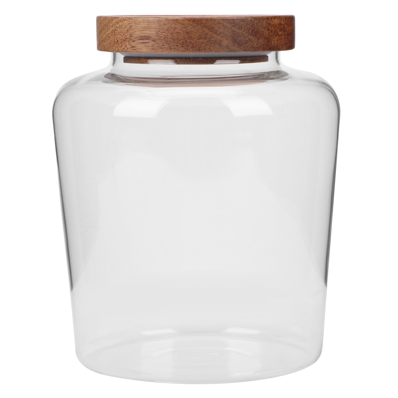 HOOWIFFY Transparent Glass Cereal Container with Wooden Lid for Dried ...