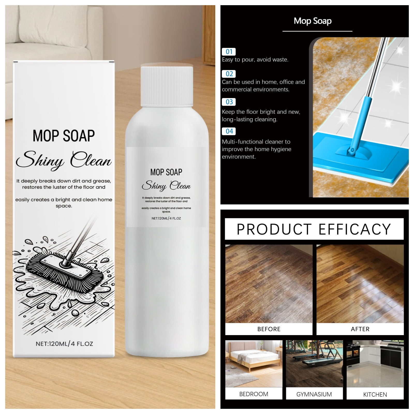 Household Cleaner Mop Soap - 120ml Highly Concentrated, Safe for All ...