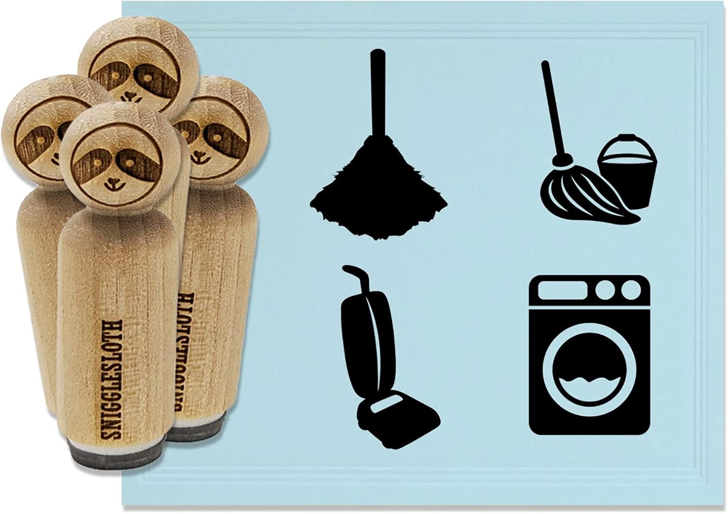 Household Cleaning Chores Laundry Mop Dust Vacuum Rubber Stamp Set for ...