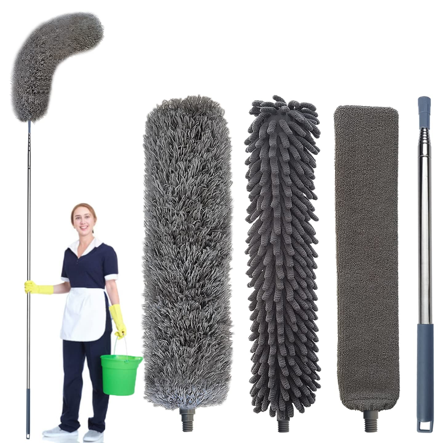 Household Cleaning Dusters 3 in 1 Kit, Microfiber Duster with Extension ...