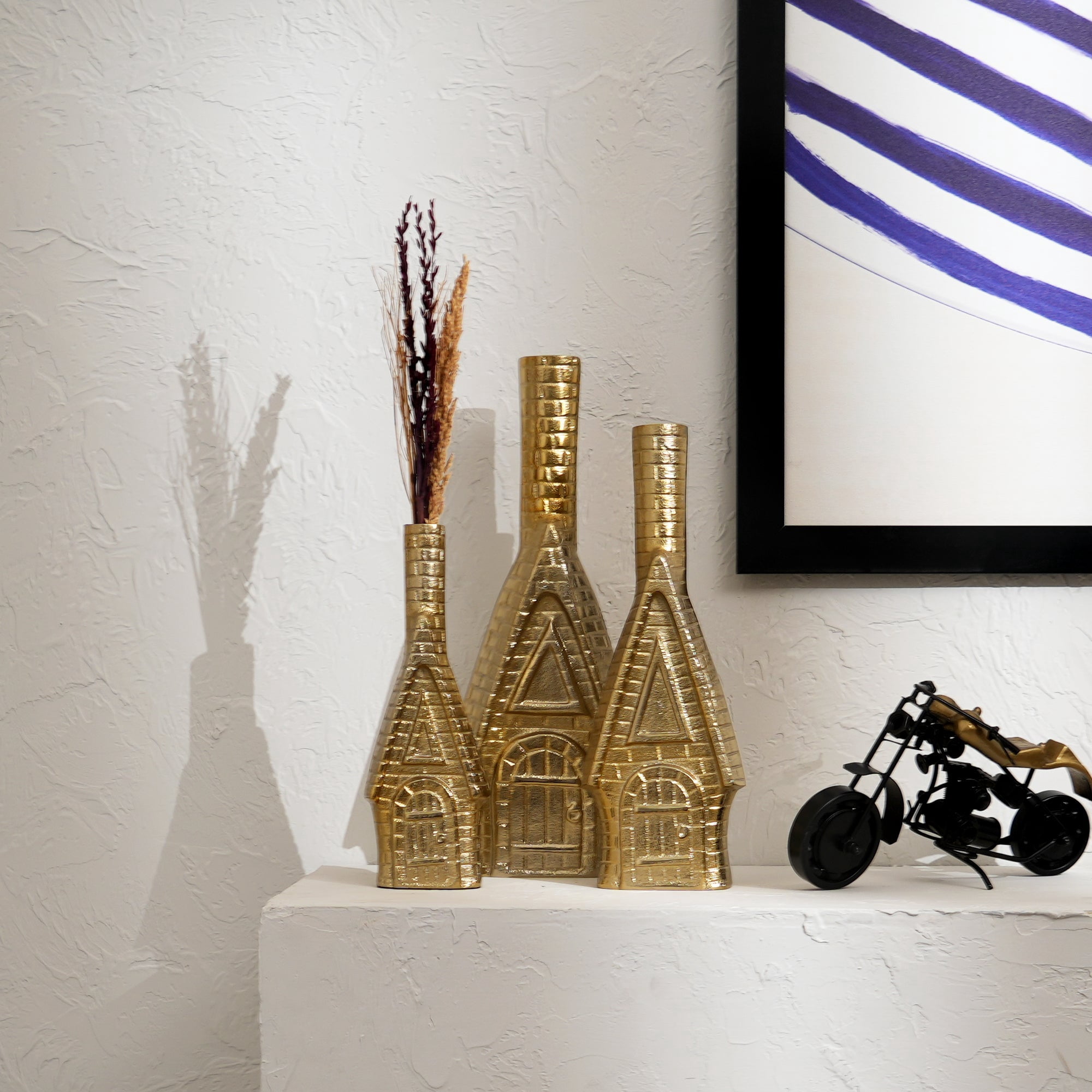 Household Decor Items Decorative Textured Elegance Aluminum Vases – Set ...