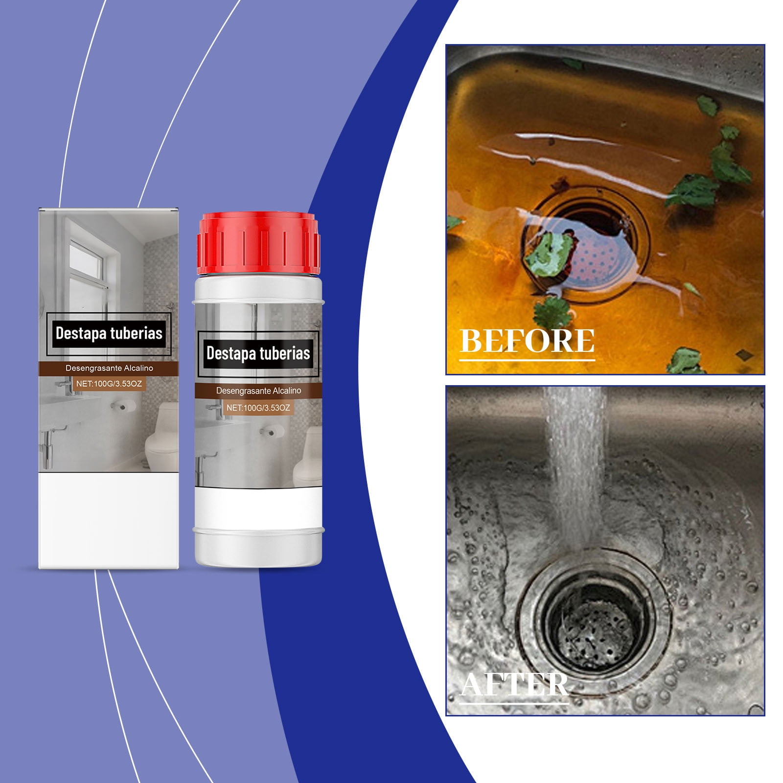 Household Drain Cleaner, Powerful Clog Remover for Kitchen Sinks ...