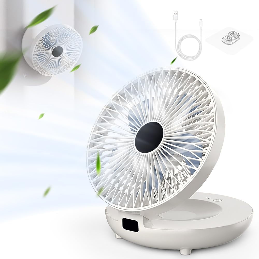 Household Dual-Use Kitchen Fan, 2023 New Rechargeable 90° Foldable Wall ...