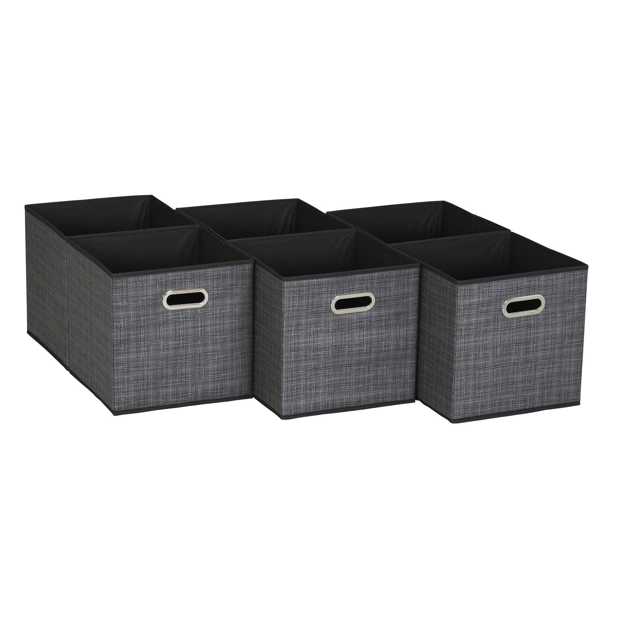 Household Essentials 6 ct Open Fabric Cube Storage Bins, Black Mix ...
