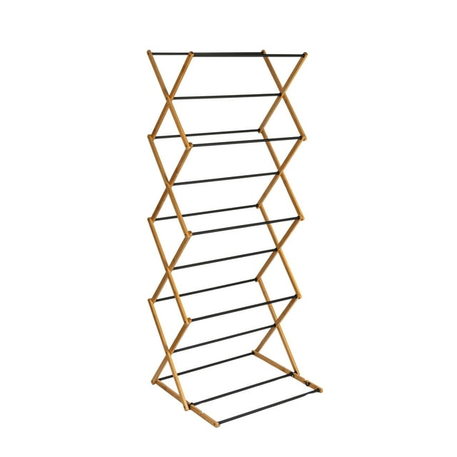 Household Essentials Bamboo Adjustable Folding Clothes Drying Rack ...