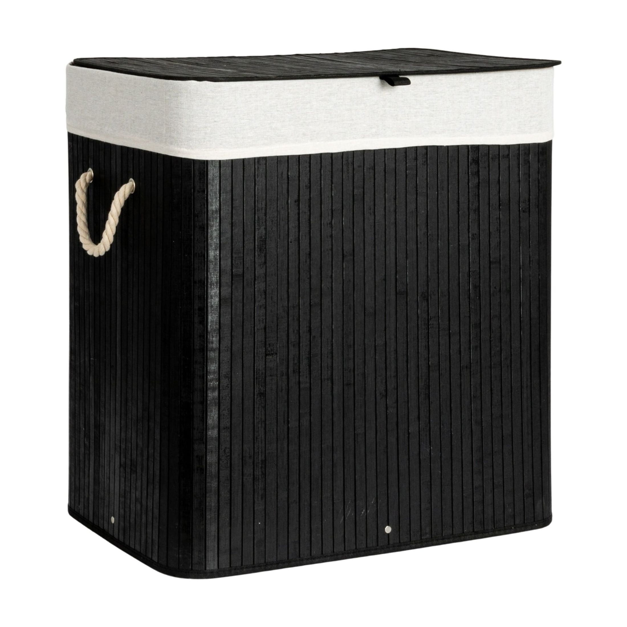 Household Essentials Bamboo Double Laundry Hamper with Rope Handles ...