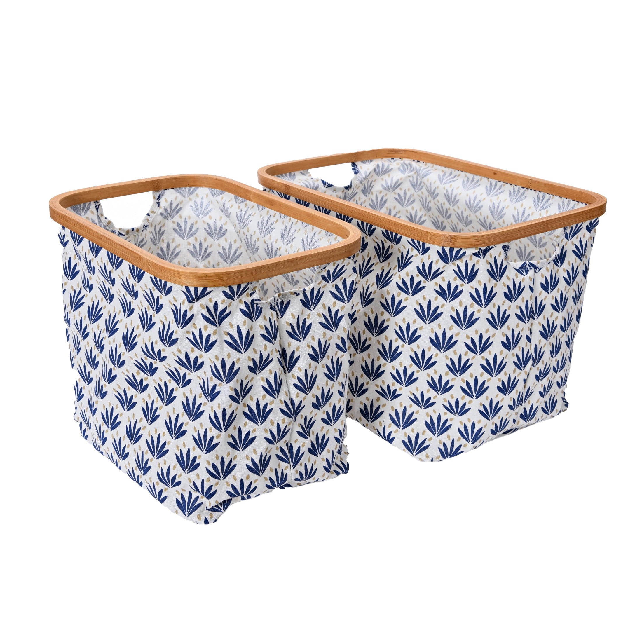 Household Essentials Bamboo Rimmed Krush Hamper with Cutout Handles ...