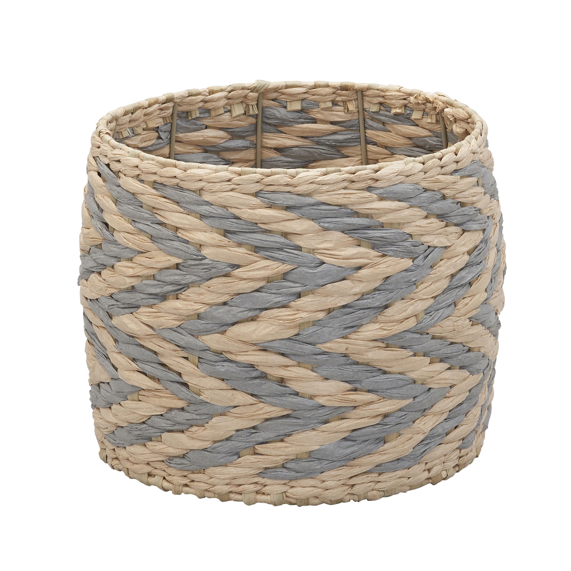 Household Essentials Cattail and Paper Zee Basket, Natural and Gray ...