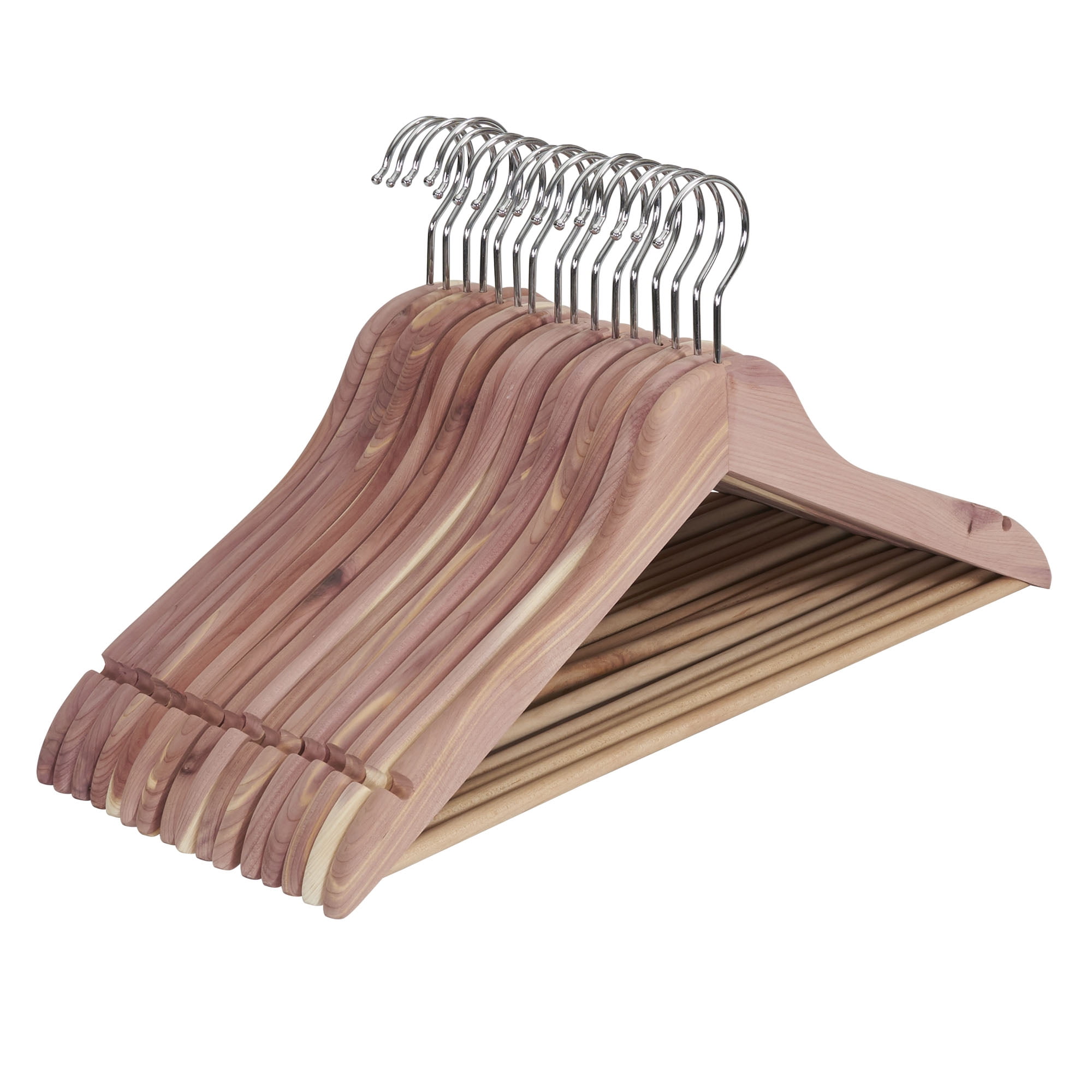 Household Essentials Slim Cedar Hangers, 16 Pack, Fixed Bar and Swivel ...
