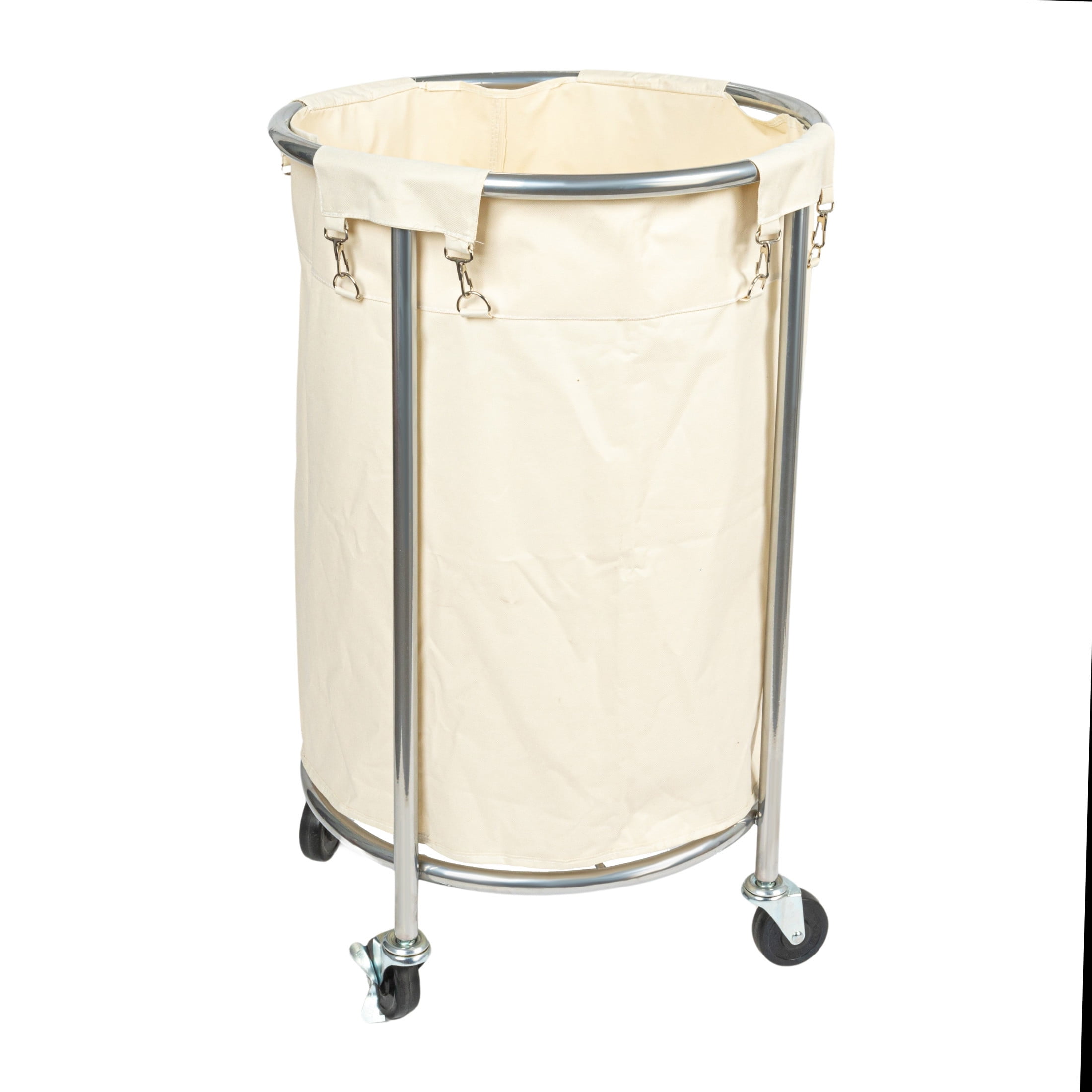 Household Essentials Round Laundry Hamper, Metal Frame with Wheels ...