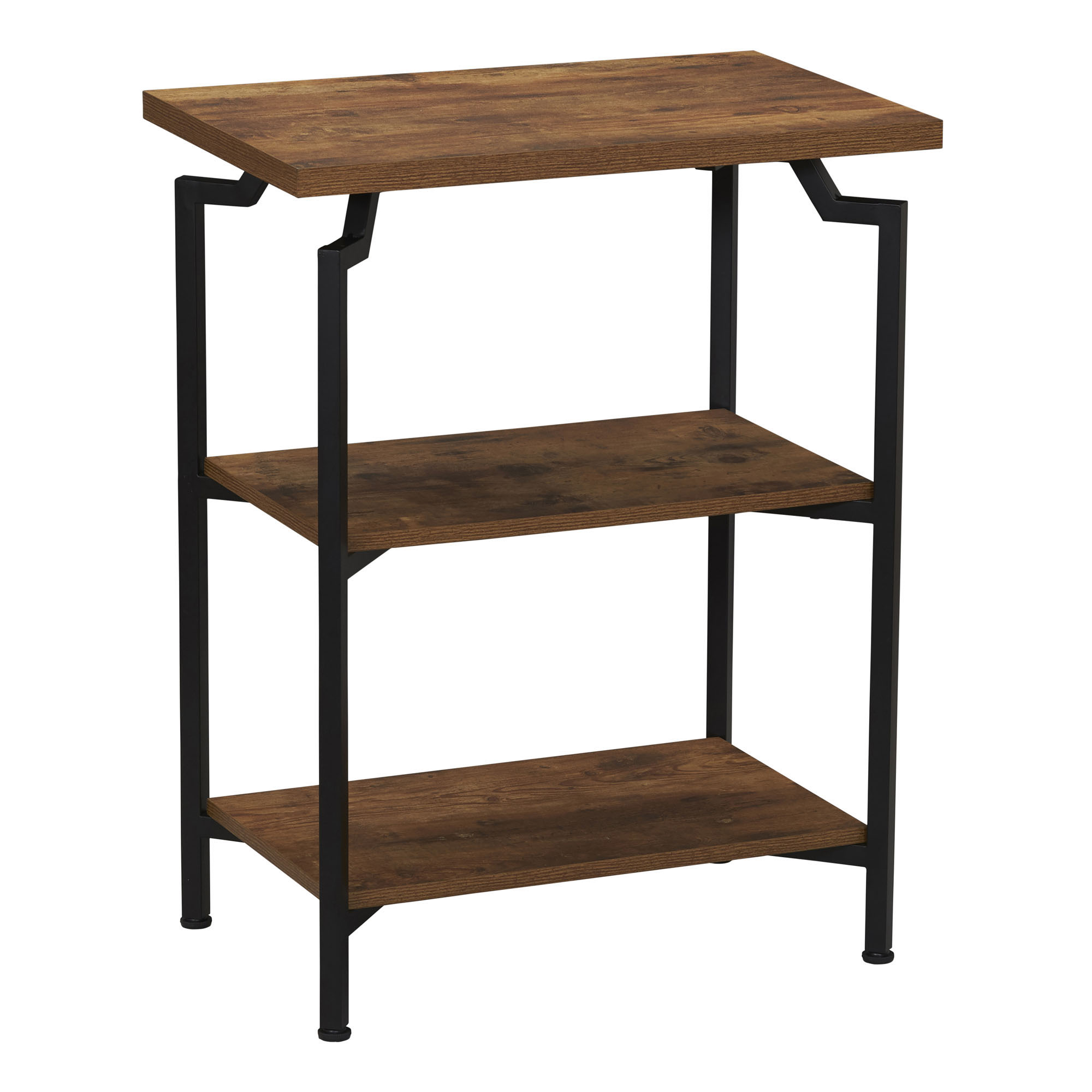 Household Essentials Crown Modern 3-Tier Wood Shelf, Rustic Hickory ...