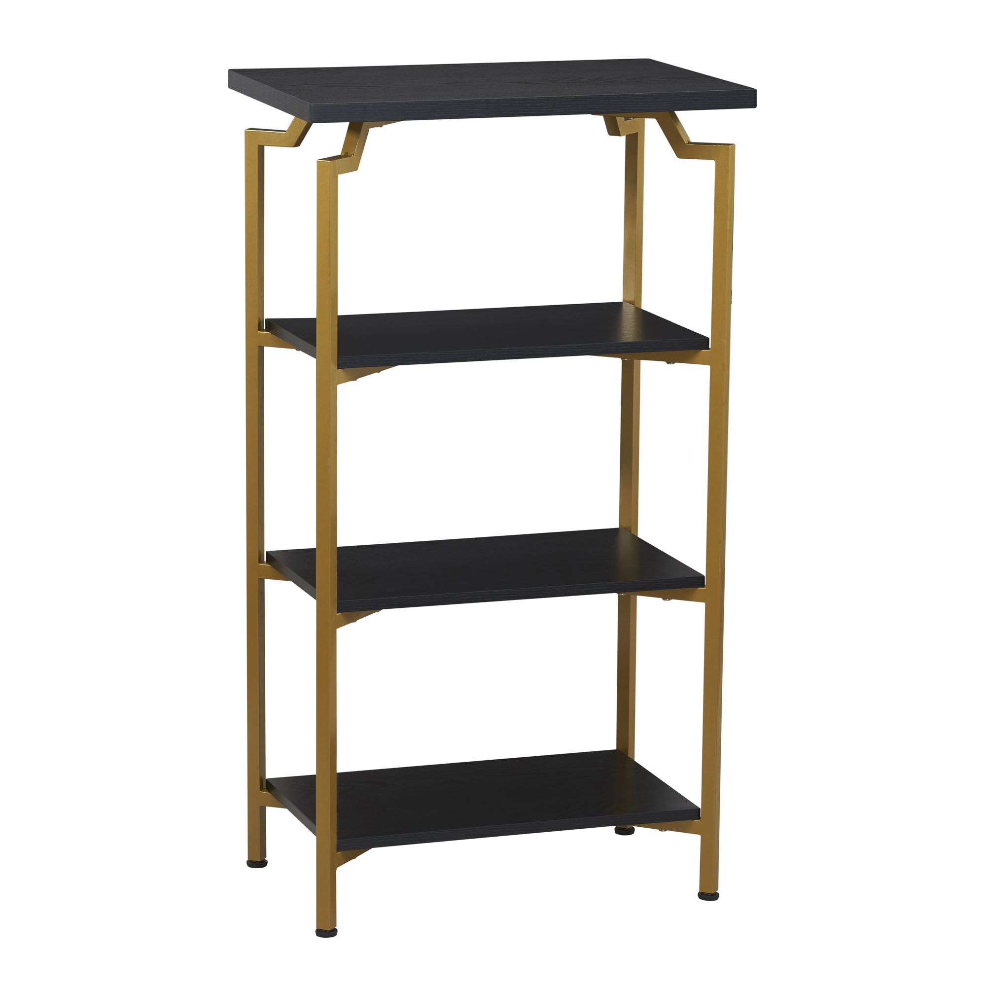 Household Essentials Crown Modern 4-Tier Wood Shelf, Black Oak ...