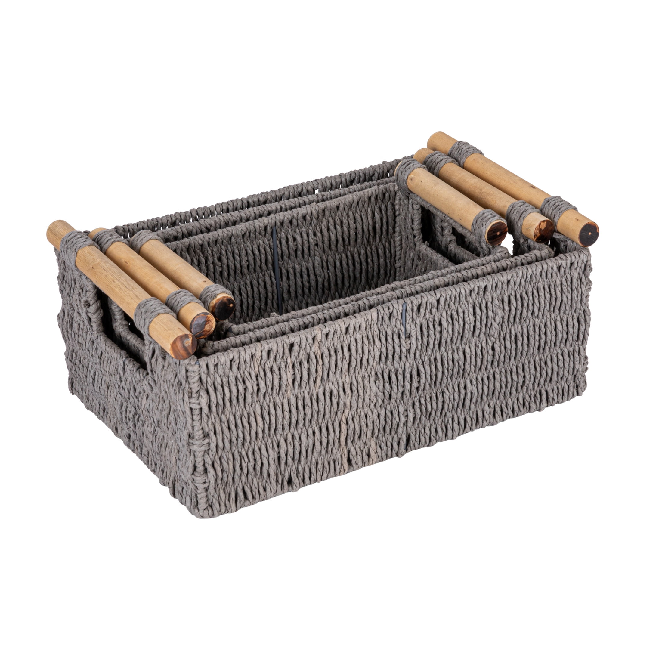 Household Essentials Decorative Woven Baskets, Set of 3, Paper Rope ...