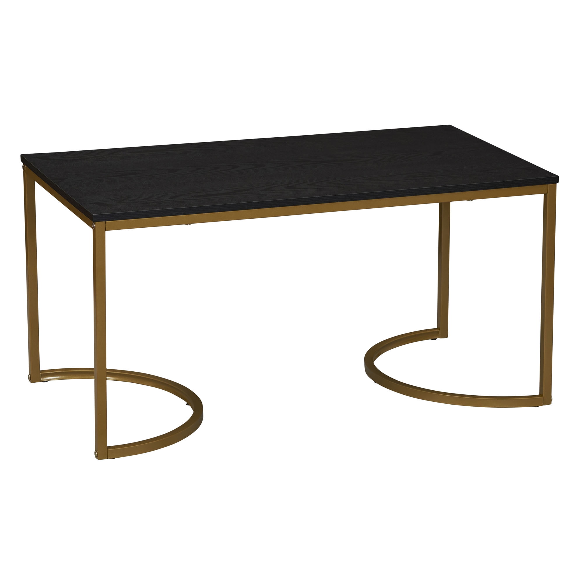 Household Essentials Half Moon Coffee Table, Black Oak and Gold Finish ...