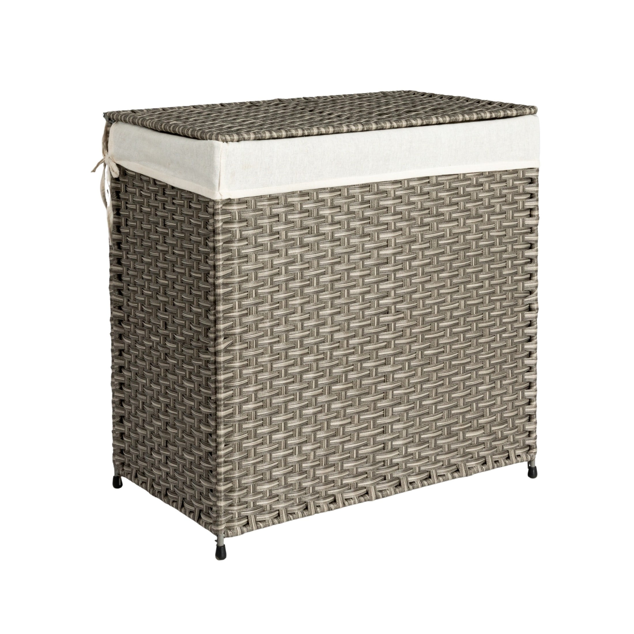 Household Essentials Handwoven Laundry Hamper, Synthetic Rattan Clothes ...