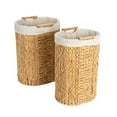 Household Essentials Handwoven Water Hyacinth Laundry Baskets, Cotton ...