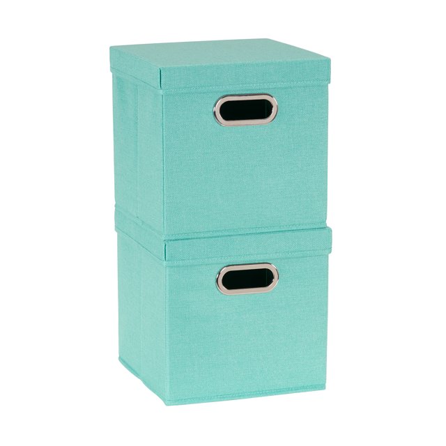 Household Essentials KD Cube Set, 2pk, Collapsible Linen, Seafoam ...