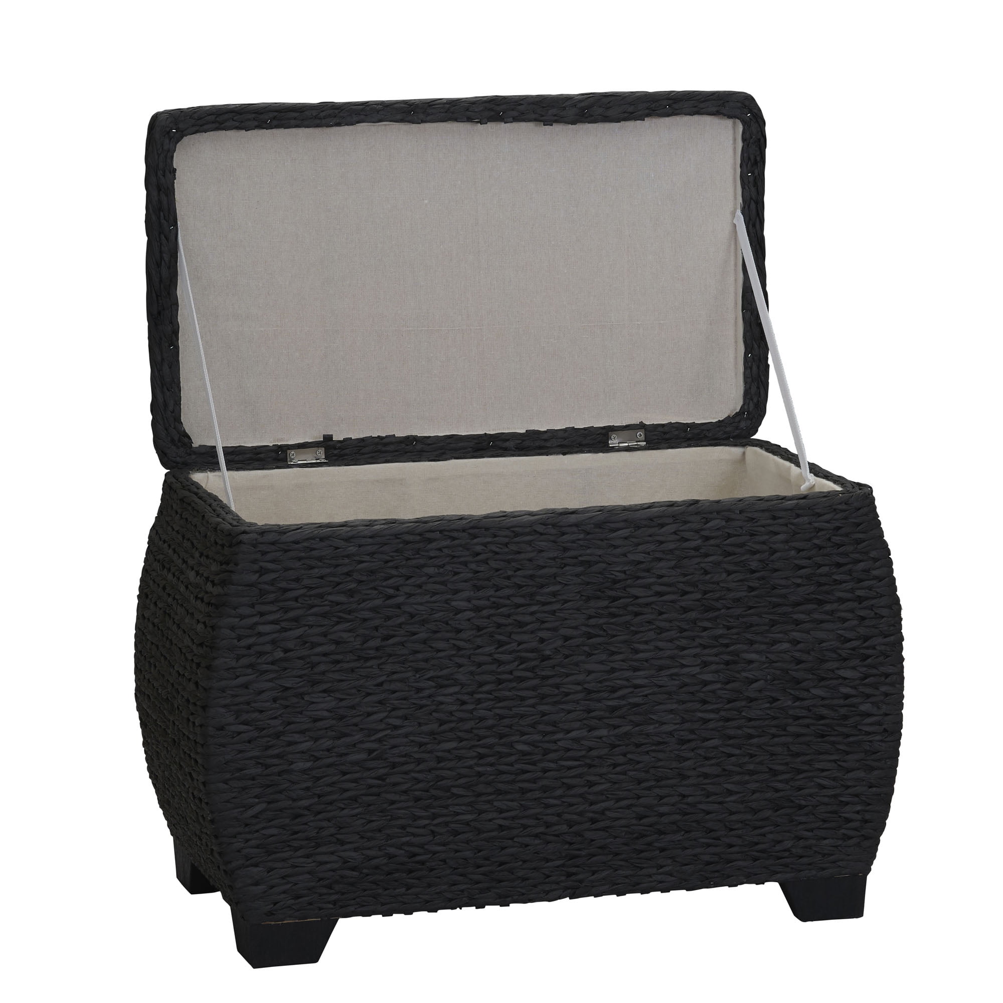 Household Essentials Large Curved Woven Storage Chest, Black Paper Rope ...