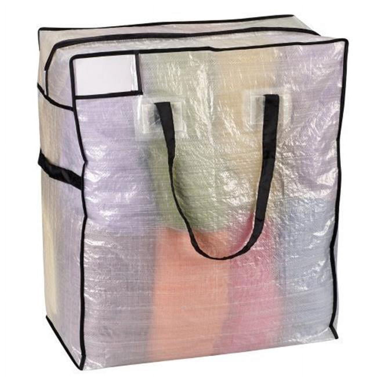 Household Essentials Medium Storage Bag, Clear Polyethylene with Black ...