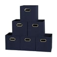 Household Essentials Collapsible Fabric Storage Cube Bins, Navy, Set of ...