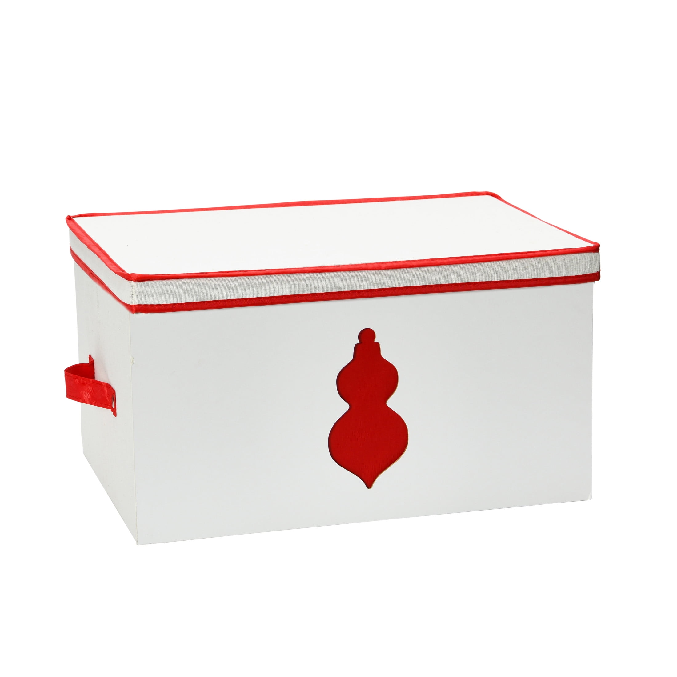 Household Essentials Ornament Storage Chest with 24 Pockets, Red ...