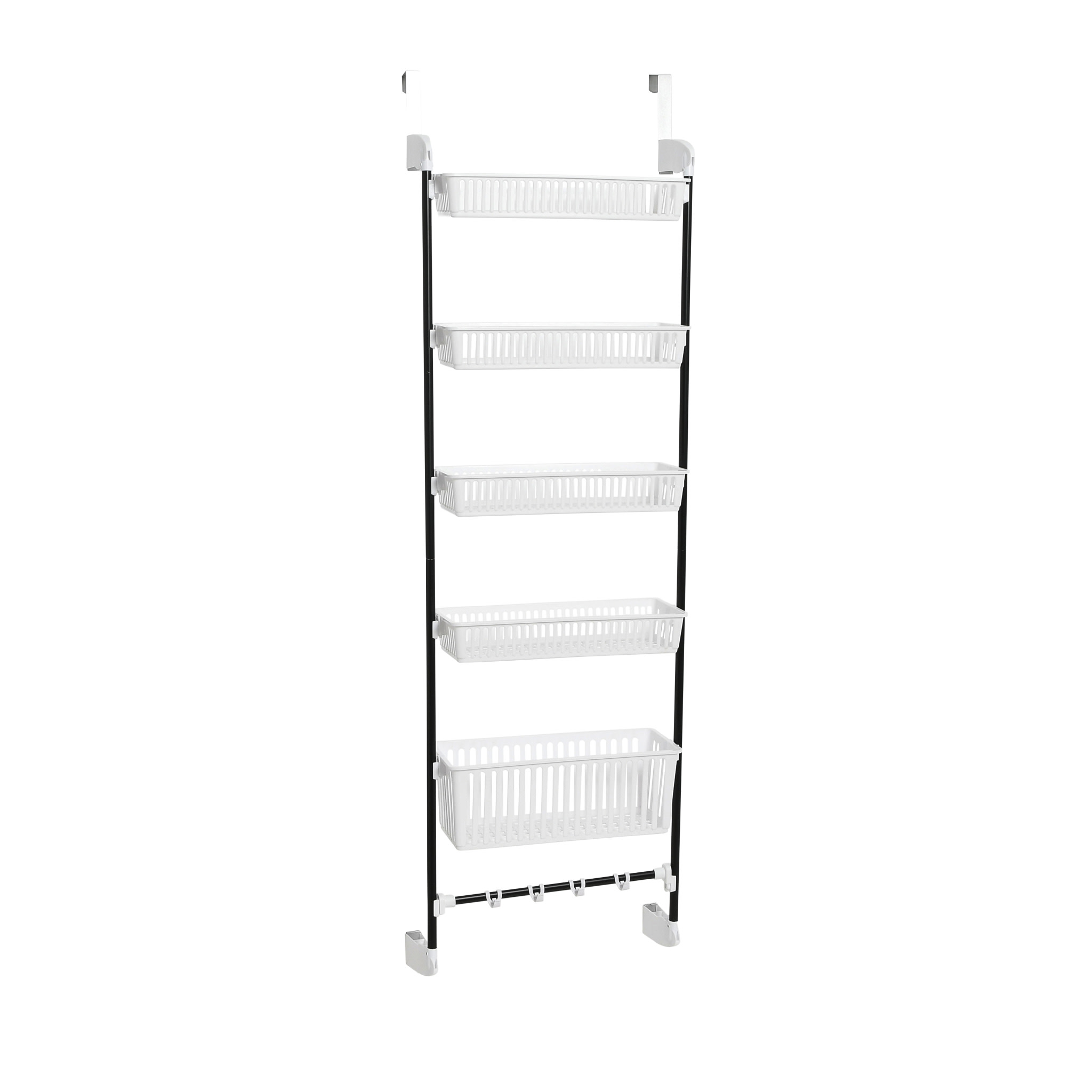 Household Essentials Over the Door Basket Storage Rack, White and Black ...