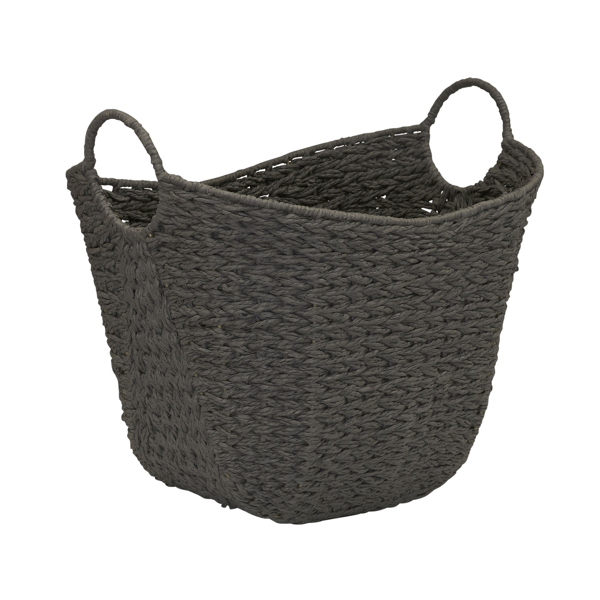 Household Essentials Paper Rope Basket with Handles, Natural Woven ...