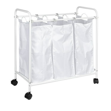 Oceanstar Mobile Rolling Storage Laundry Basket Cart with Handle, Black ...