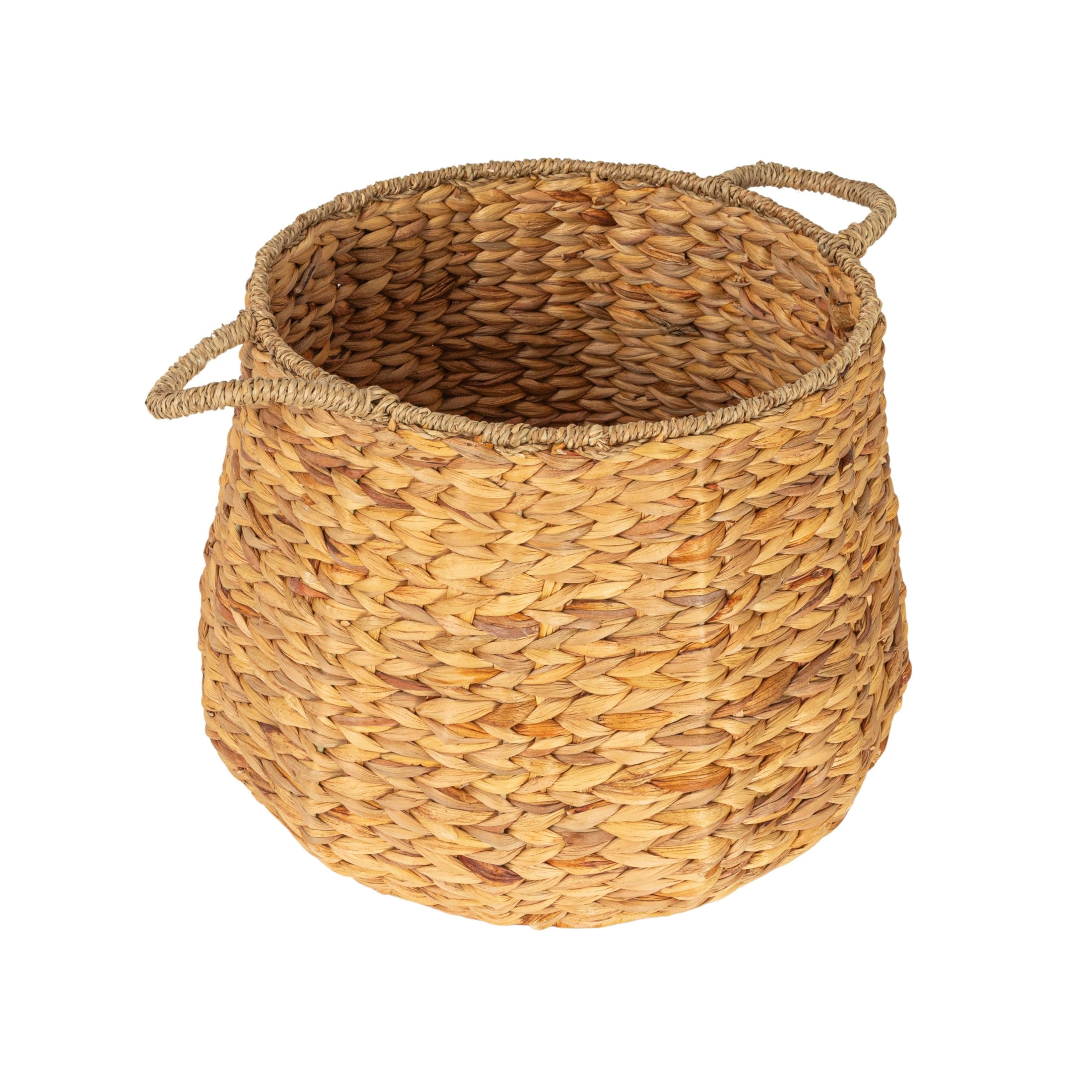 Household Essentials Round Handwoven Water Hyacinth and Seagrass Basket ...