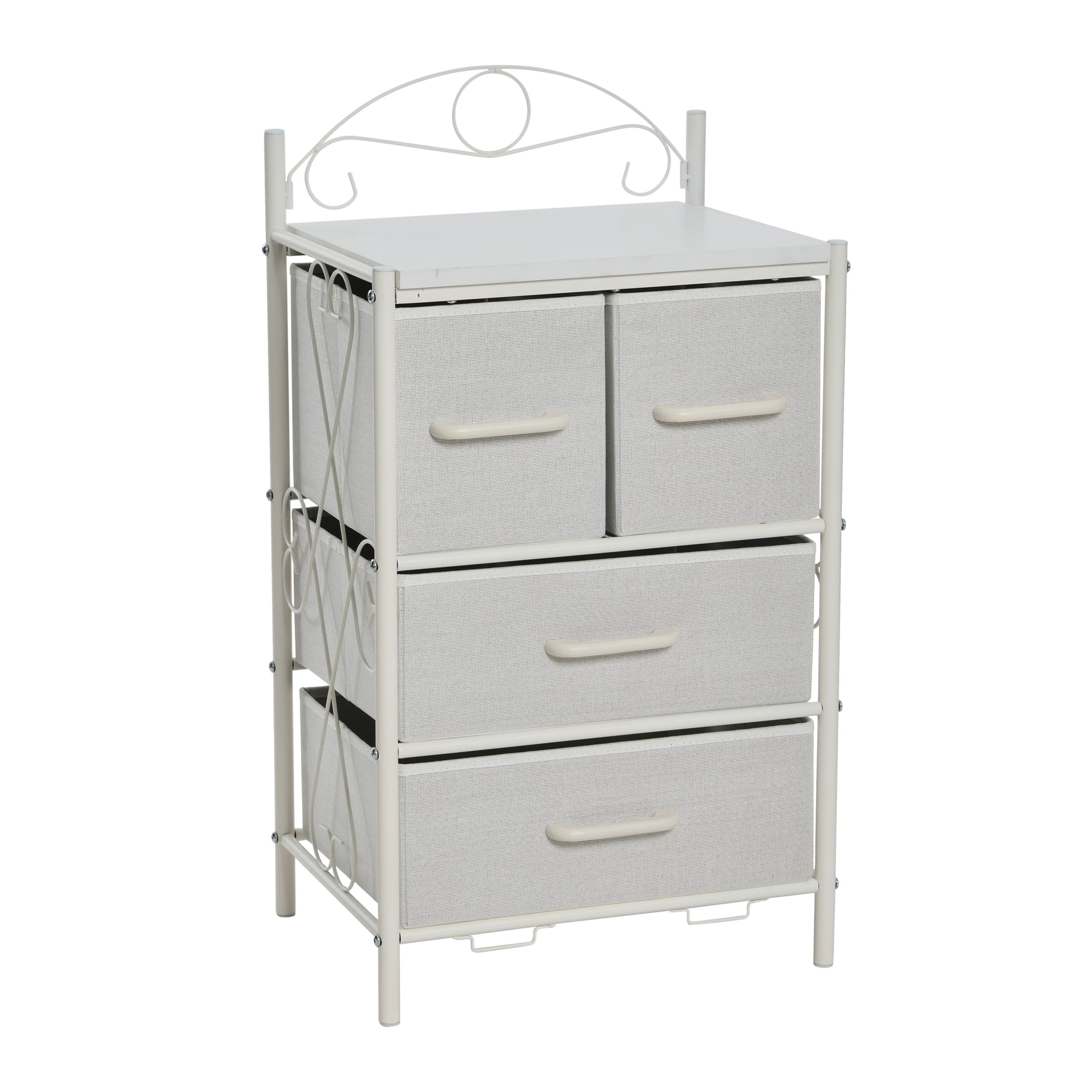 Household Essentials Short Storage Tower 4 Drawer Scandinavian White