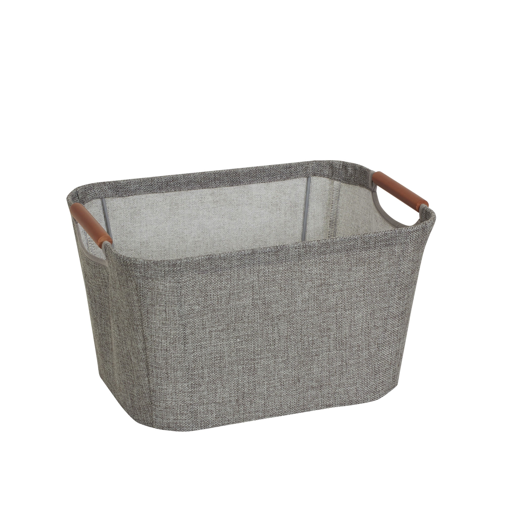 Household Essentials Small Tapered Soft-Side Storage Bin with Wood ...
