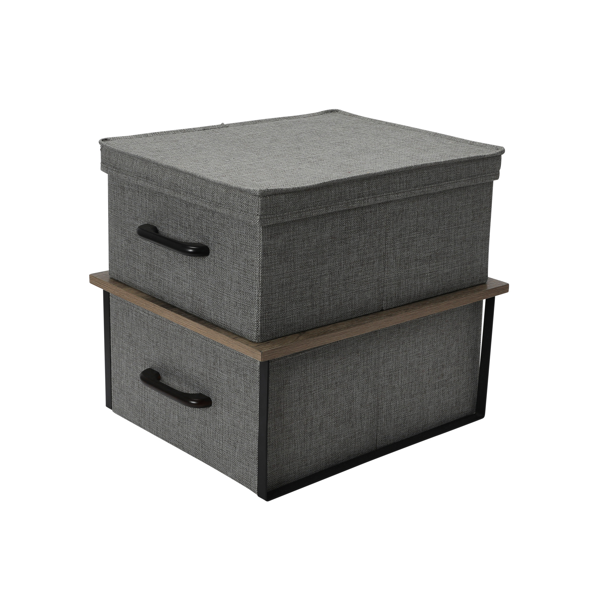 Household Essentials Stacking Storage Boxes with Laminate Top, Set of 2 ...