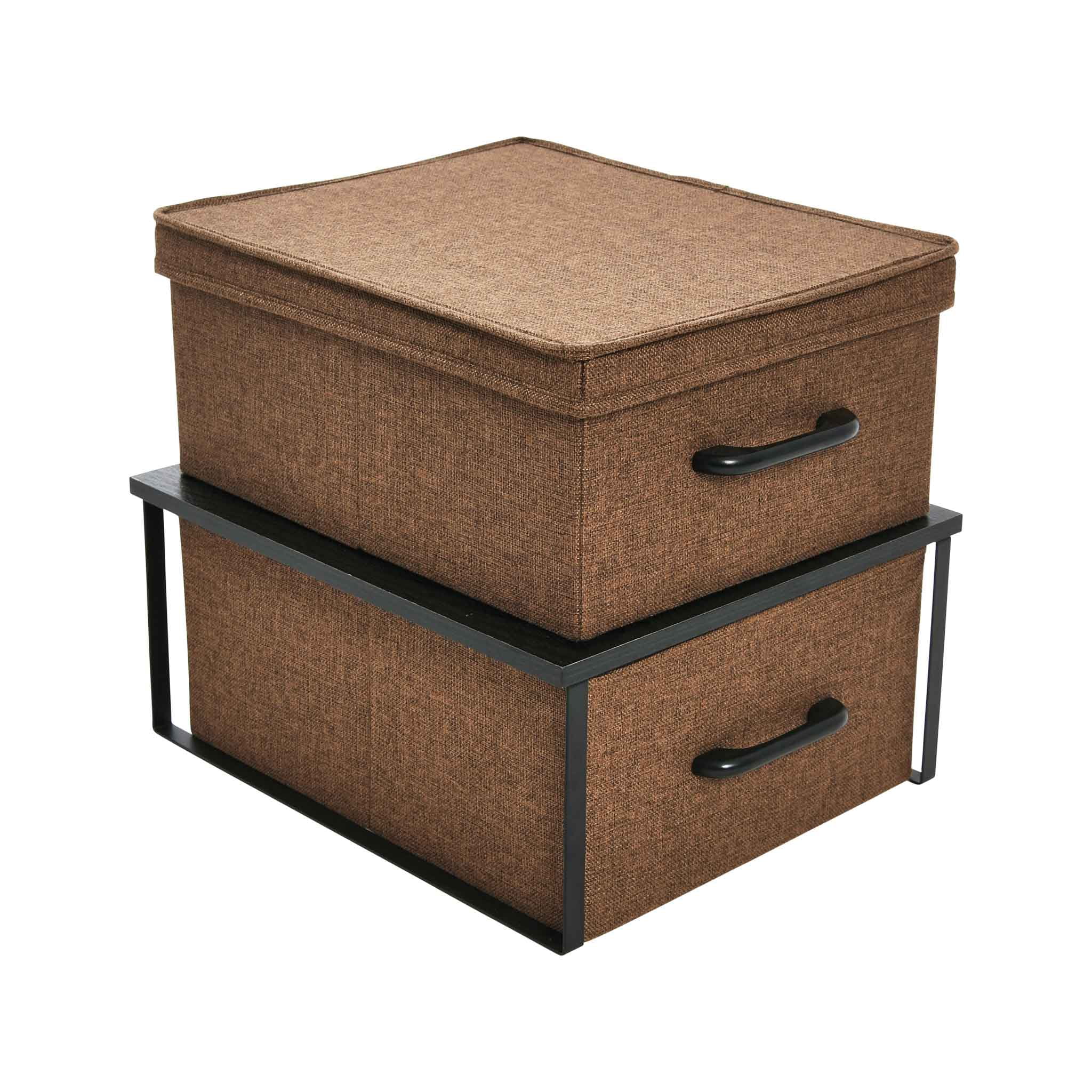 Household Essentials Stacking Storage Boxes with Laminate Top, Set of 2 ...