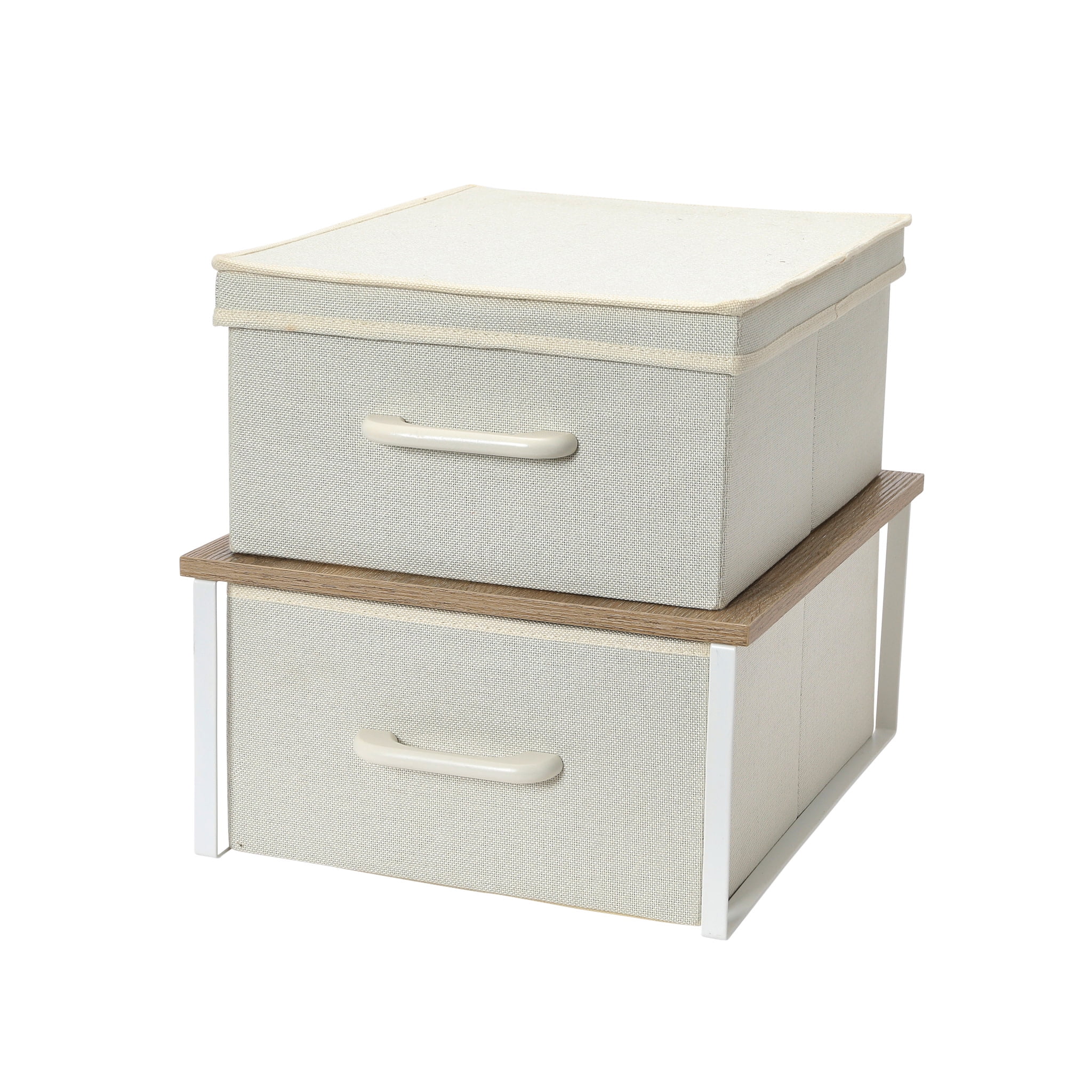 Household Essentials Stacking Storage Boxes with Laminate Top, Set of 2 ...
