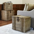 Household Essentials Vintage Wooden Storage Chest with Metal Lids, 3 pc ...