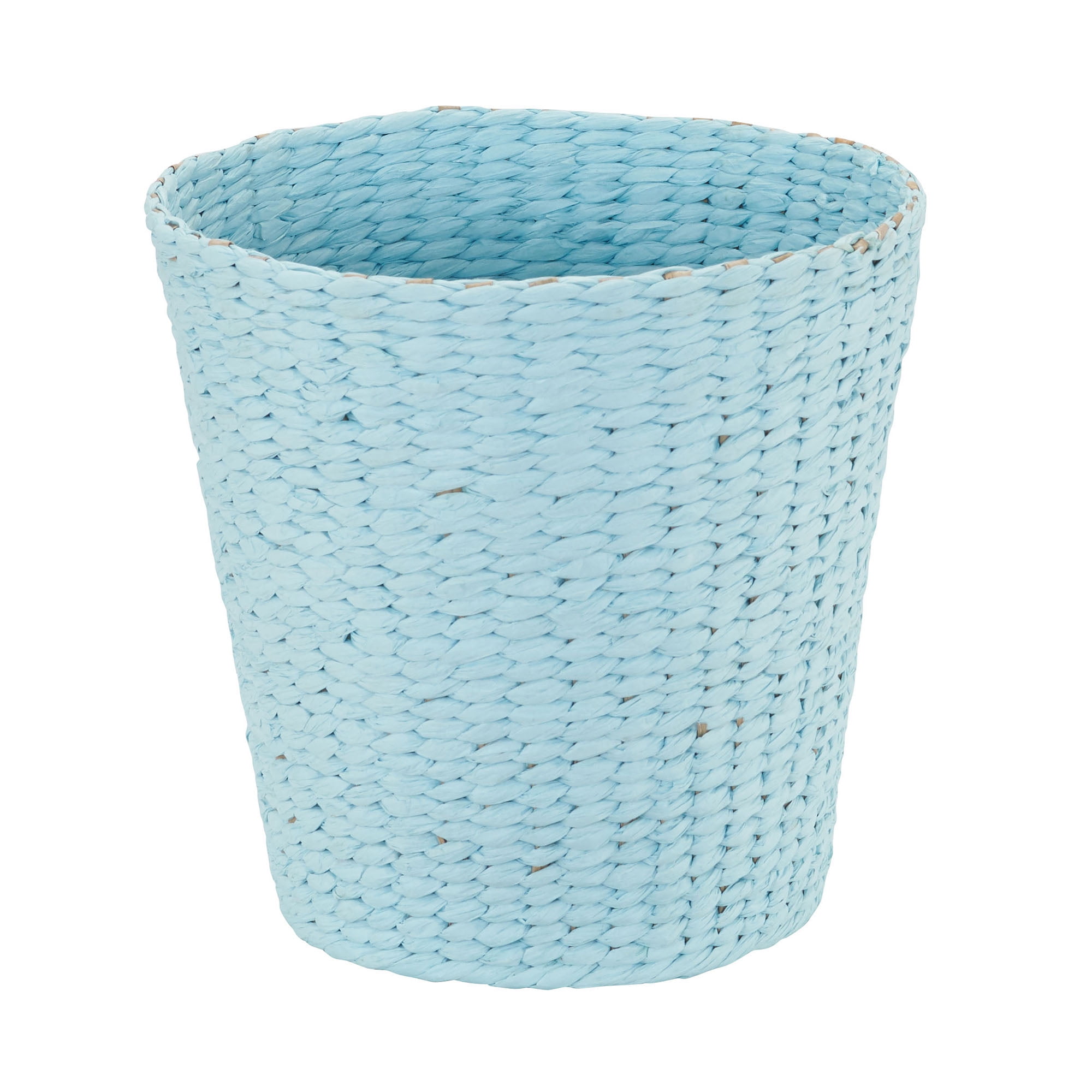 Household Essentials Wicker Waste Basket, Blue Waste Bin for Bathroom ...