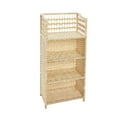 Household Essentials Boho Storage Shelves, Cream and White Rattan Shelf ...