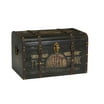 Wooden Leather Round Top Treasure Chest, Decorative storage Trunk with ...