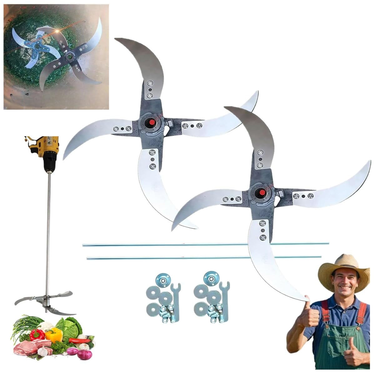 Household Farming Grass Shredder Knife Blades, Adjustable Diameter ...