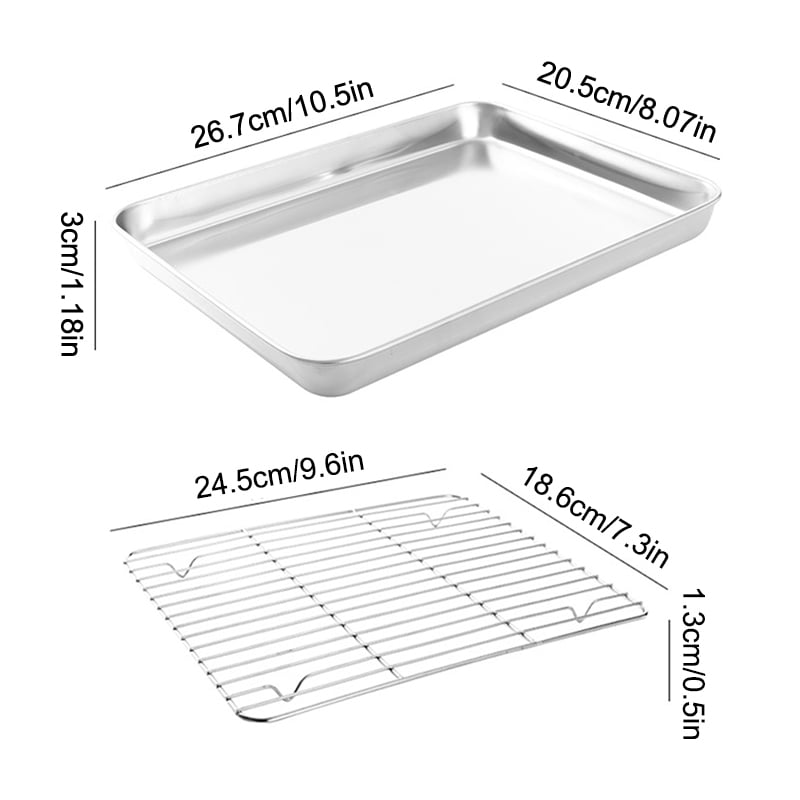 Household Flat Bottom Grill Tray 304 Stainless Steel Square Plate Drain ...